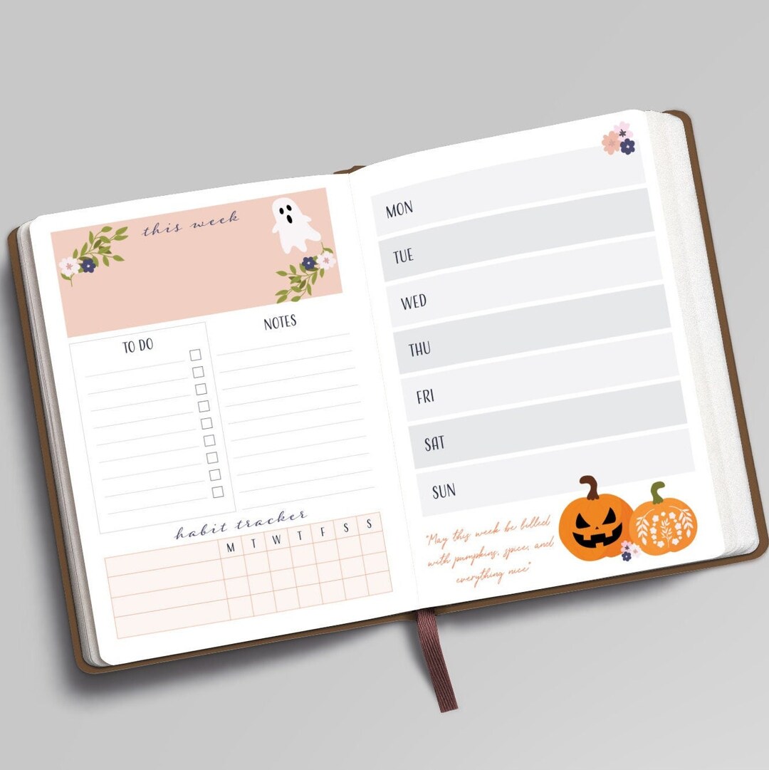 Printable Cottagecore Halloween Weekly Journal Spread - to Do List ...