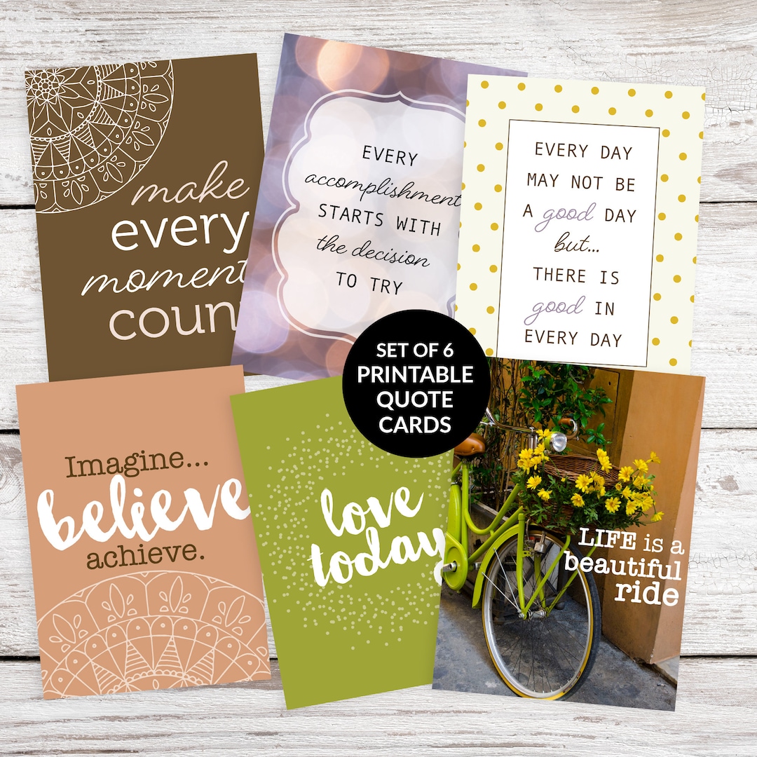 6 Printable Quote Cards set No. 1 Inspirational Quote - Etsy