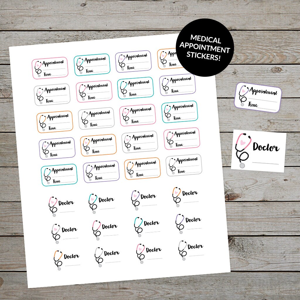 Medical Stickers Printable Set - Planner Stickers - Cute Medical Icons ...