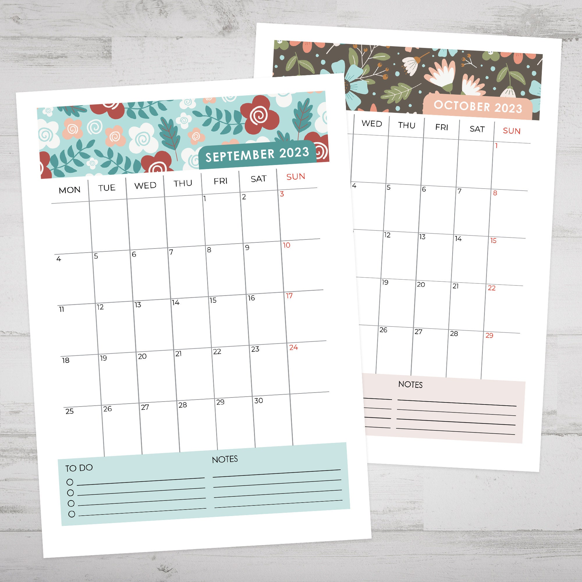 Printable 2023 Monthly Calendar A5 Size, Journal Calendar, Monthly ...