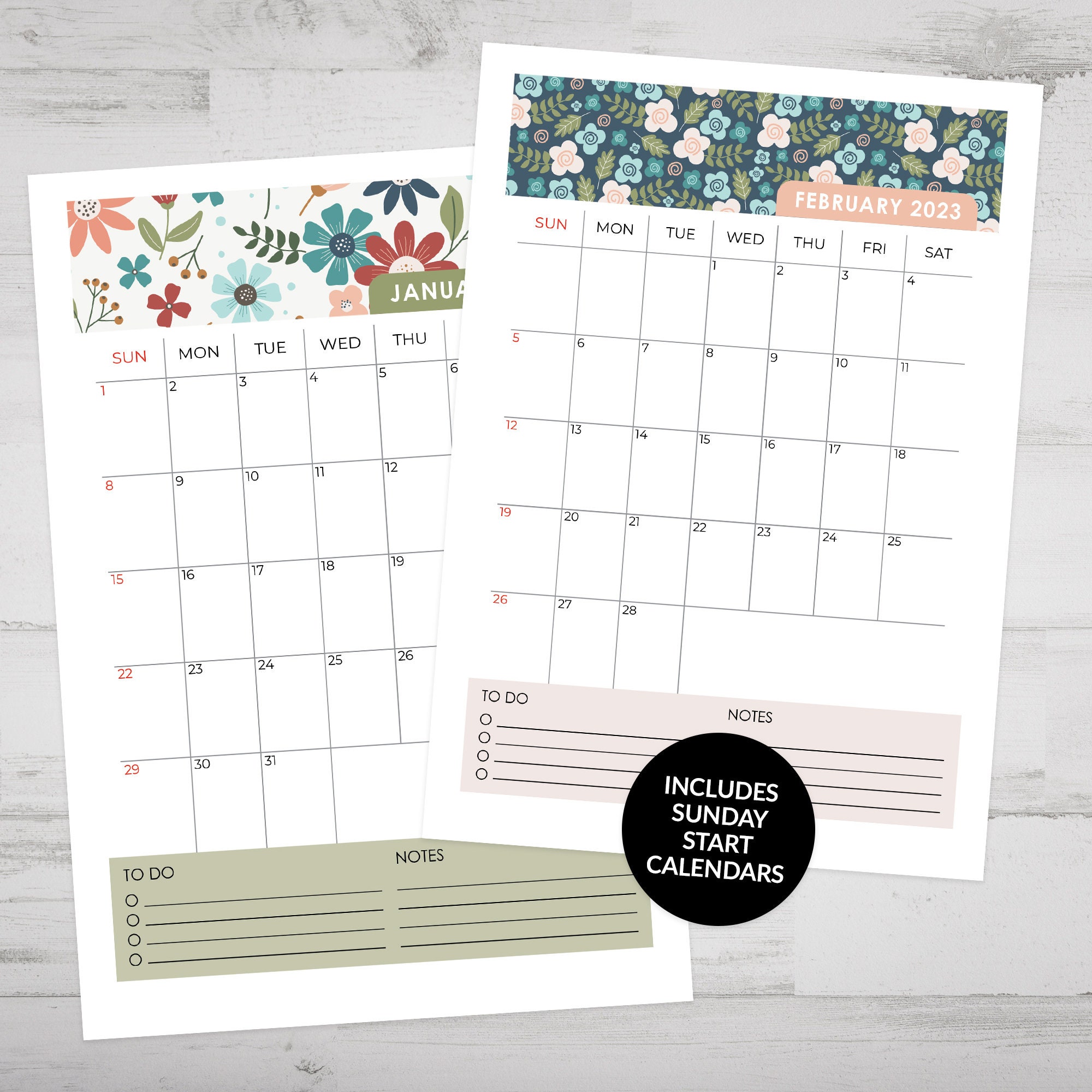 Printable 2023 Monthly Calendar A5 Size, Journal Calendar, Monthly ...