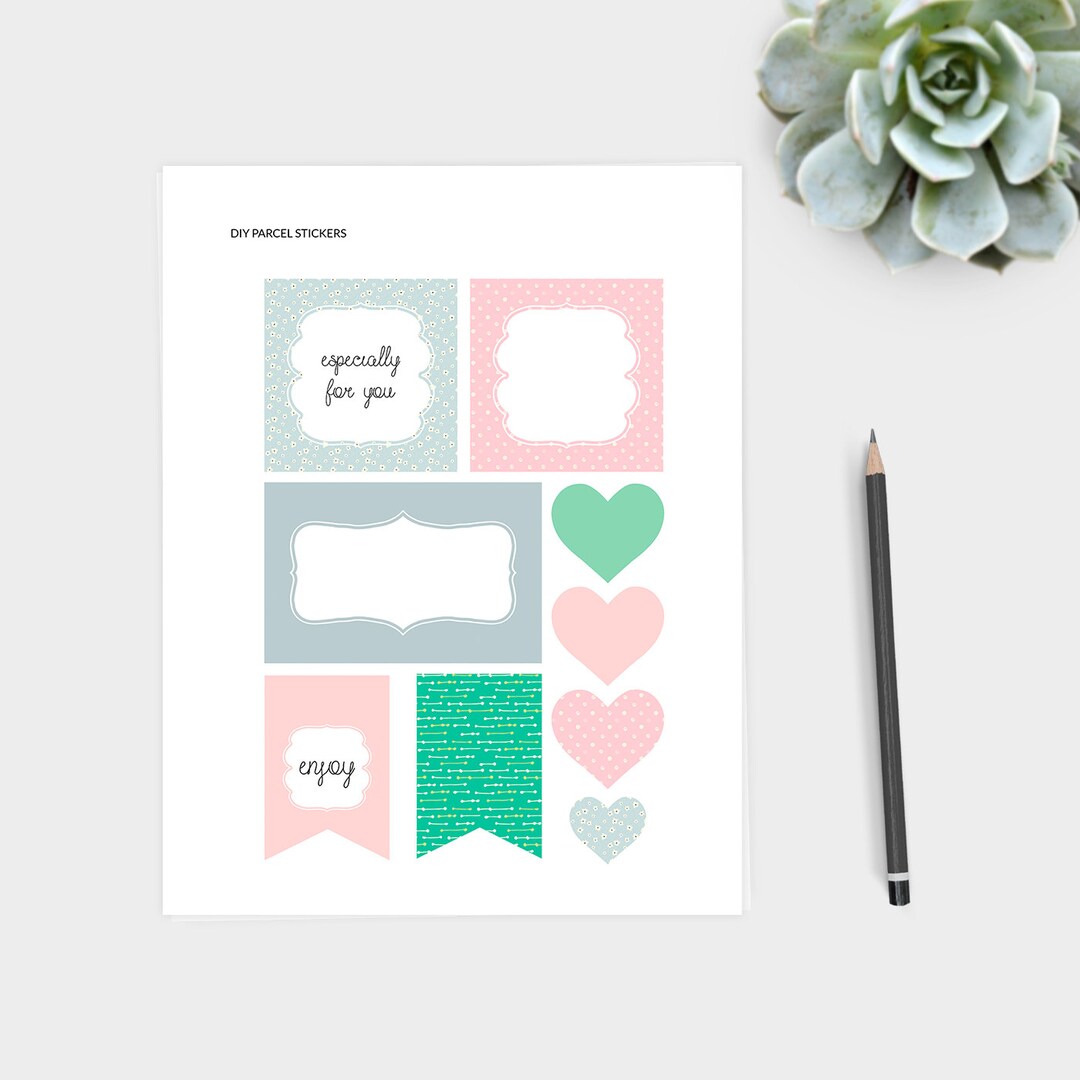 Printable Stickers for Parcels, Gift Wrapping, Planners, Scrapbooking ...