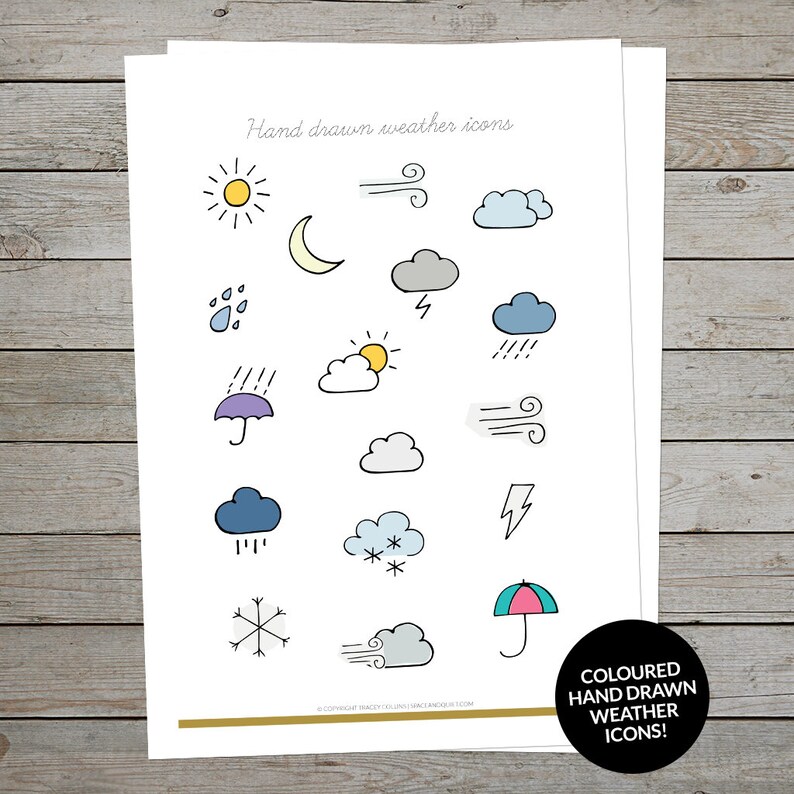 Printable Weather Icons - Weather Planner Stickers - Journal Weather ...