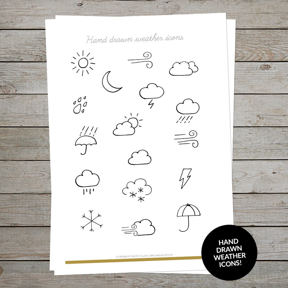 Printable Weather Icons Weather Planner Stickers Journal Weather ...