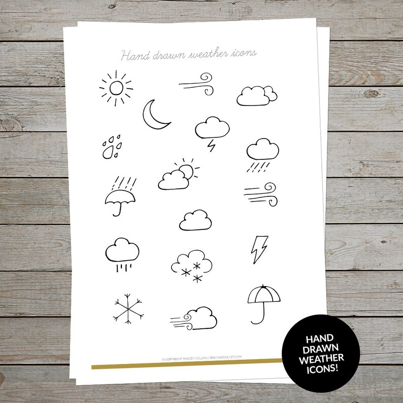 Printable Weather Icons Weather Planner Stickers Journal Weather ...