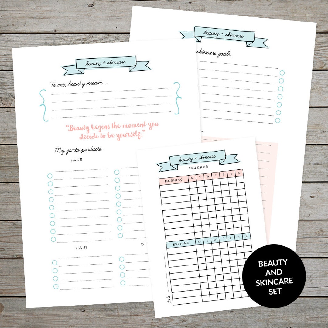 Printable Skincare and Beauty Tracker - Habit Tracker - Journal ...