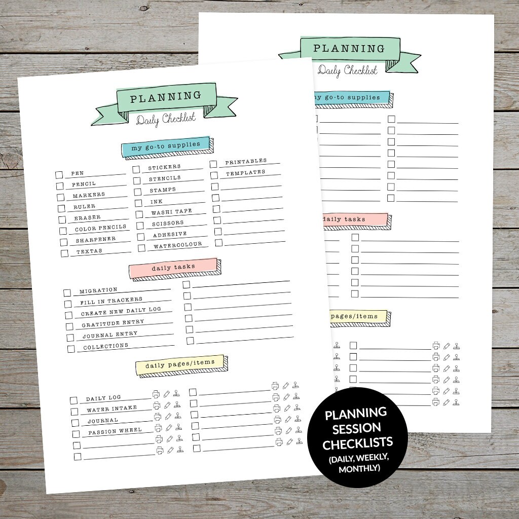 Printable Planning Session Checklist and Journal Pages Journaling ...