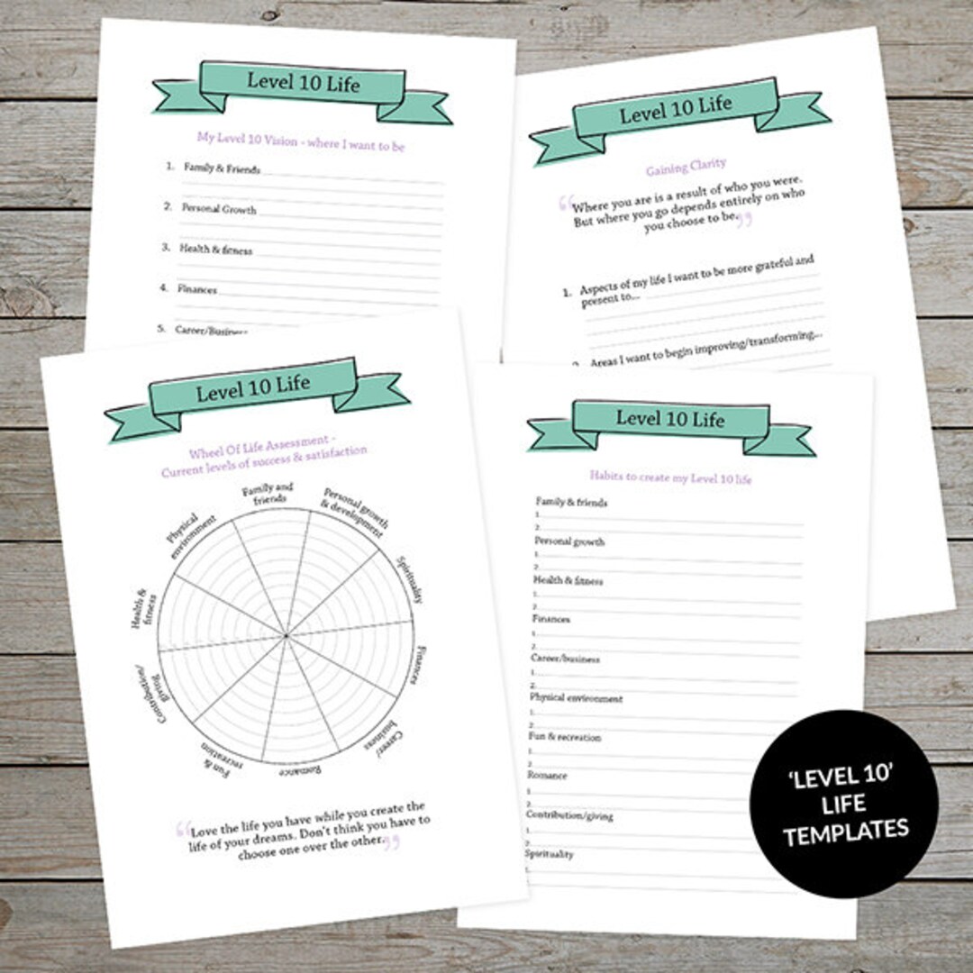 Printable Level 10 Life Journal Template - Planner Insert - A5 - Etsy