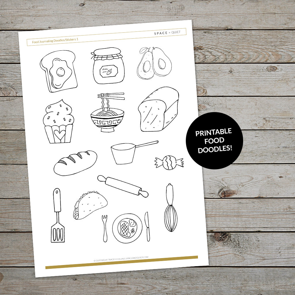 Printable Food Drawings Creative Journal Drawing Prompts Food Doodles ...