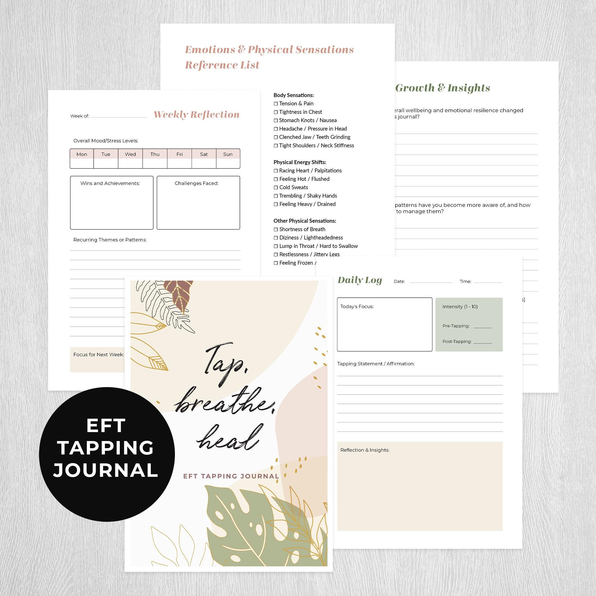 Printable EFT Tapping Journal | Emotional Freedom Technique | Session ...