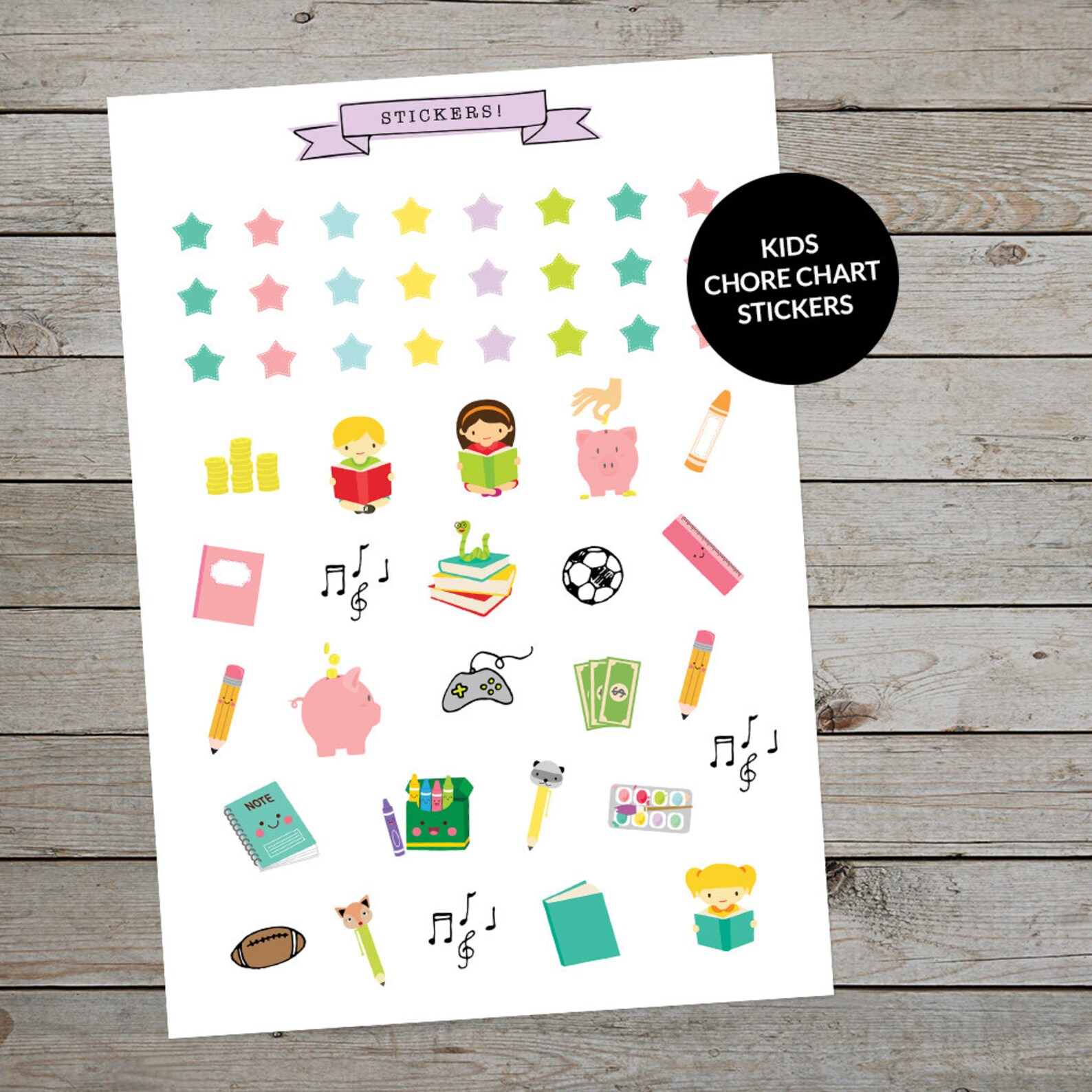 Chore Chart Printable Kids Chore Chart Star Chart Bullet | Etsy