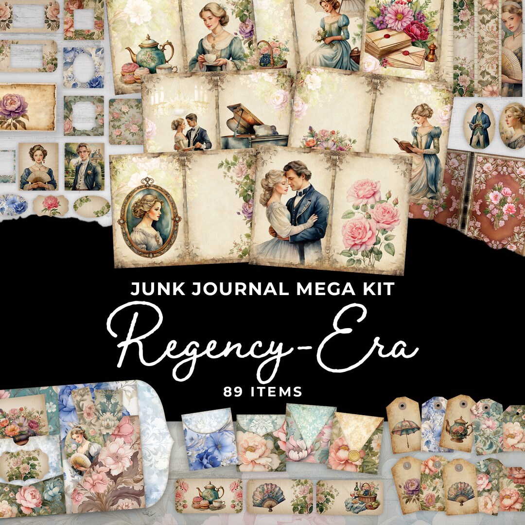 Regency Era Junk Journal Kit | 89 Printable Pieces - Junk Journal ...