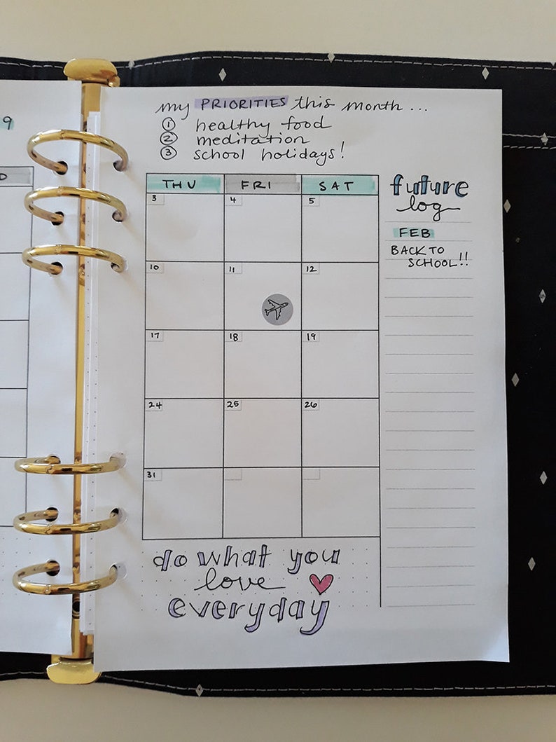 Printable Blank Calendar Template for Notebook or Planner - Blank ...