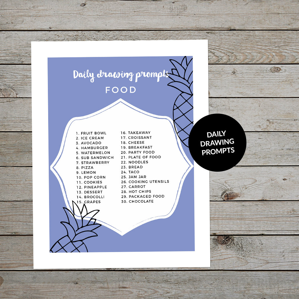 Printable Food Drawings Creative Journal Drawing Prompts Food Doodles ...