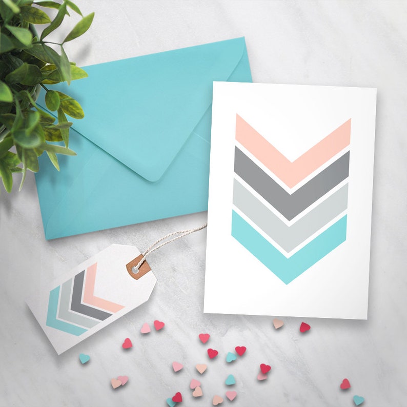Printable Card, Gift Tags and Gift Wrapping Set - Chevron Design ...
