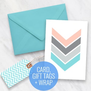 Printable Card, Gift Tags and Gift Wrapping Set - Chevron Design ...