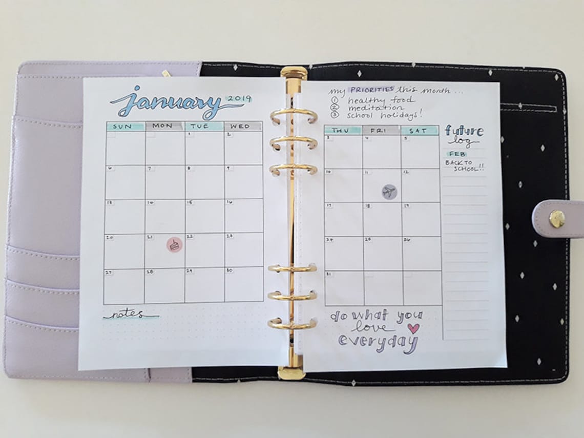 Printable Blank Calendar Template for Notebook or Planner - Blank ...