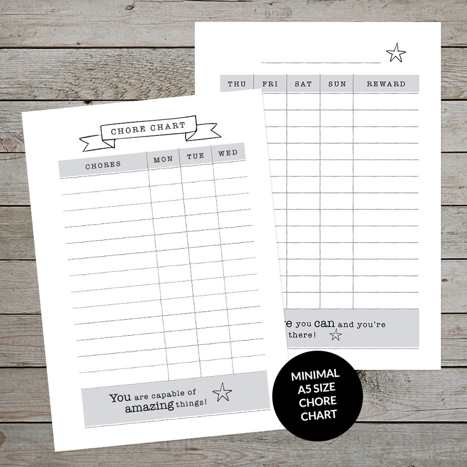 Chore Chart Printable Kids Chore Chart Star Chart Bullet | Etsy