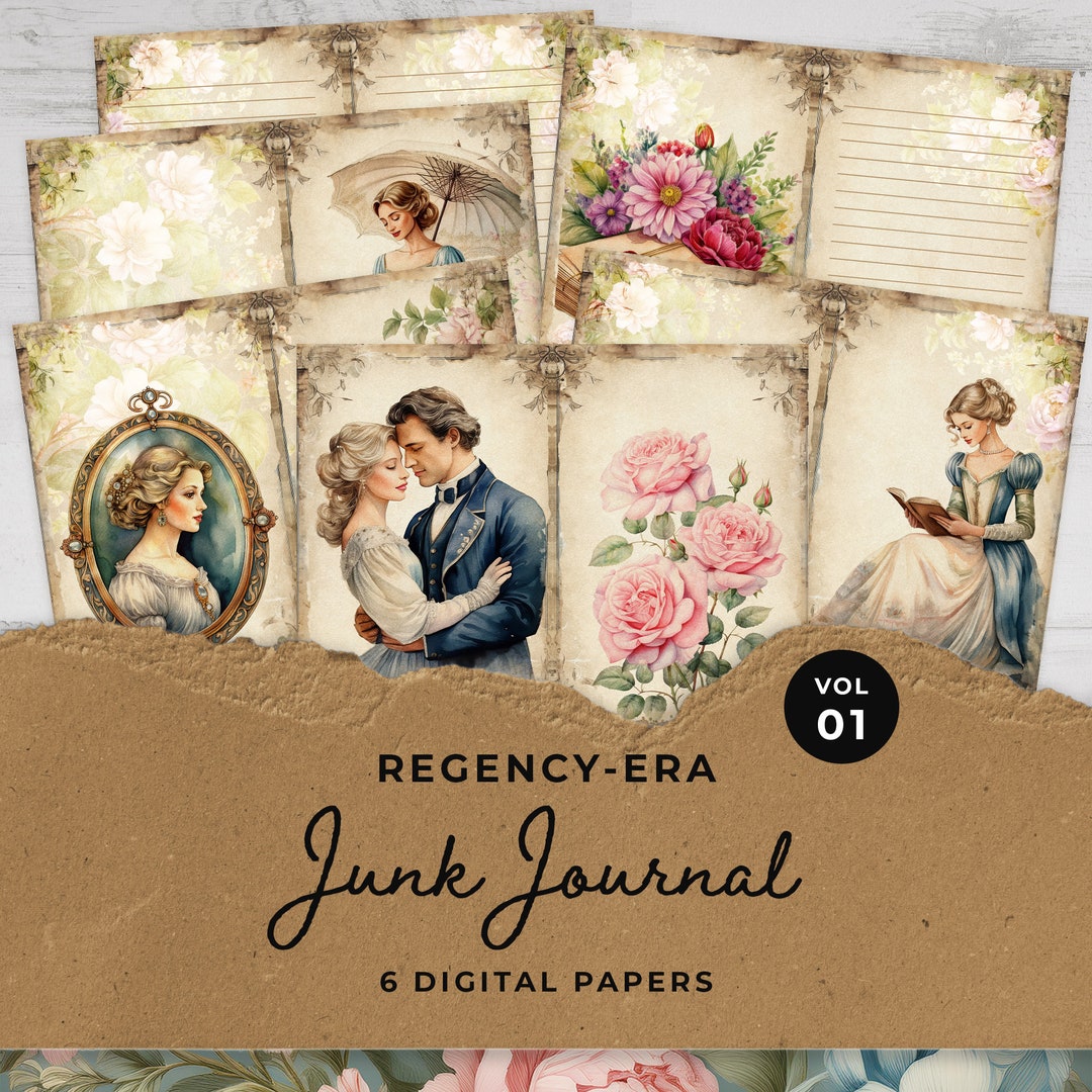 Printable Regency Era Junk Journal Pages Vol 1 | Scrapbook Paper, Paper ...