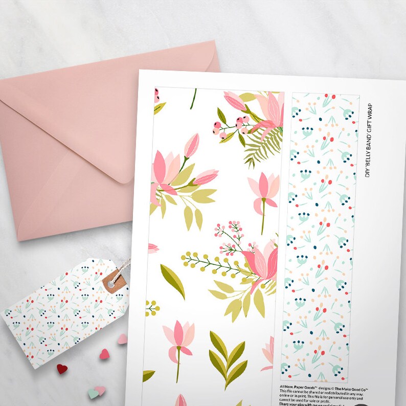Printable Card With Gift Tags and Belly Band Wrapping Paper Included ...