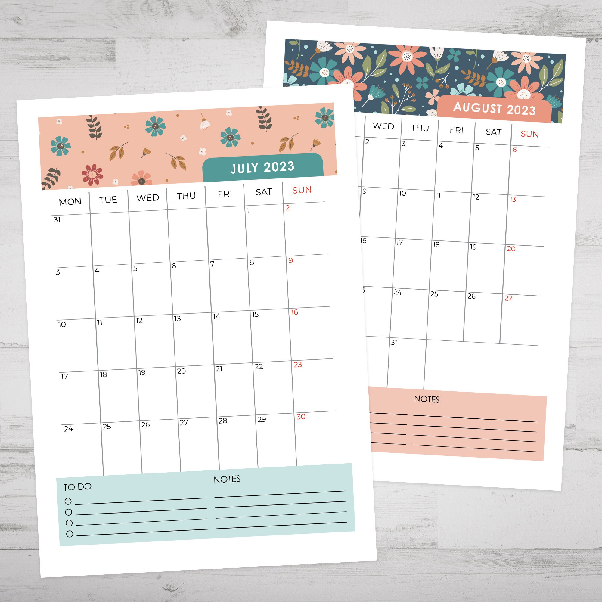 Printable 2023 Monthly Calendar A5 Size, Journal Calendar, Monthly ...