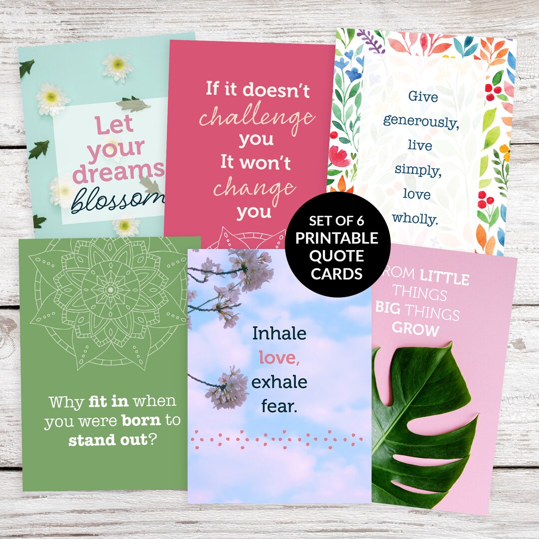 6 Printable Quote Cards (set No. 5) - Inspirational Quote Cards ...