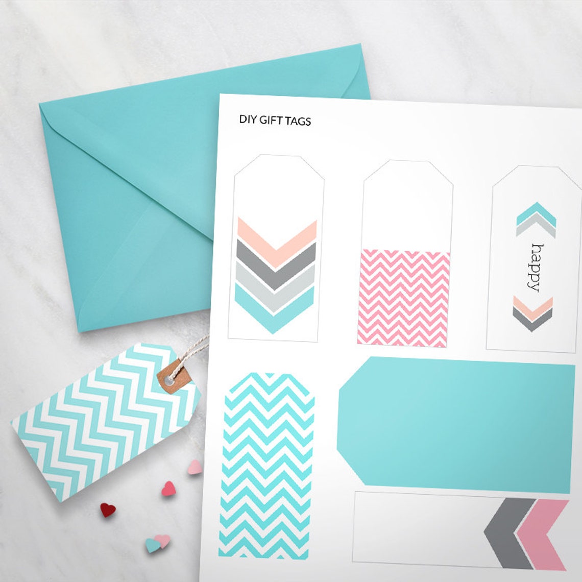 Printable Card Gift Tags and Gift Wrapping Set Chevron | Etsy