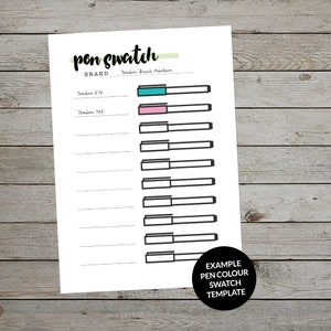 Printable Pen Test and Colour Swatch Template for Journaling - Planner ...