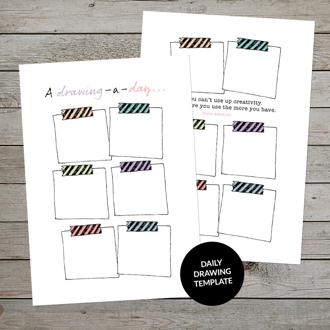 Printable Drawing a Day Template Journal Daily Drawing Planner Insert ...