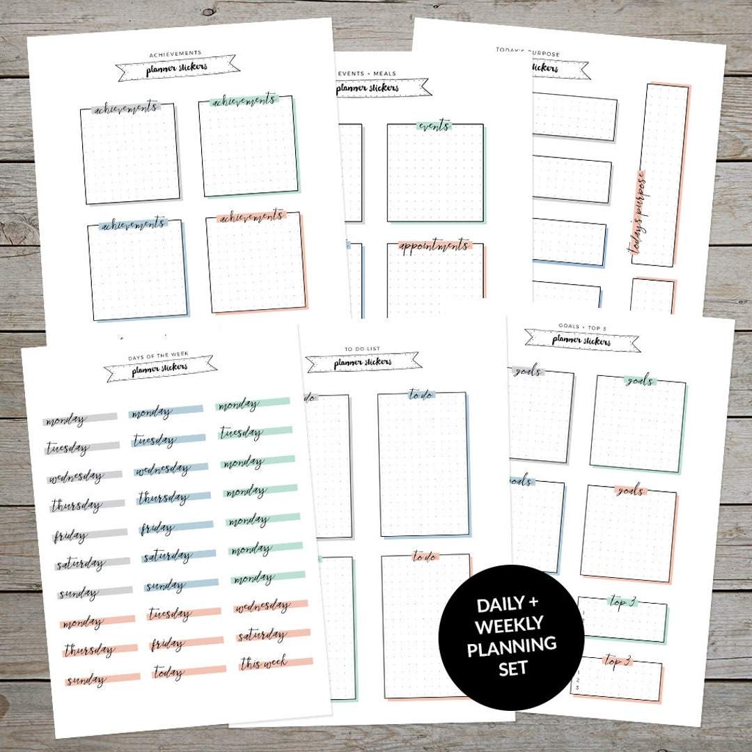 Printable Days of the Week Planner Stickers - Bullet Journal Stickers ...