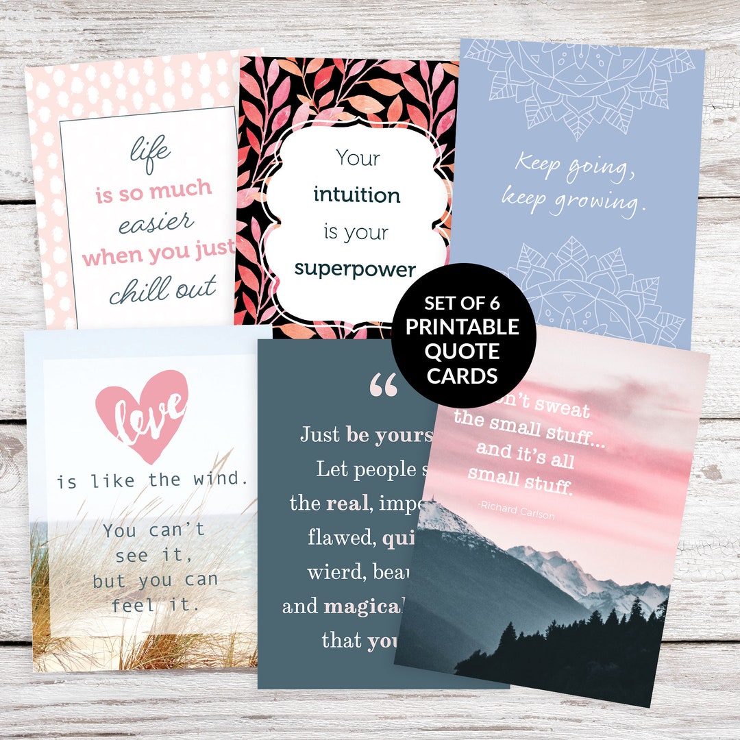 6 Printable Quote Cards set No. 4 Inspirational Quote Cards, Creative ...
