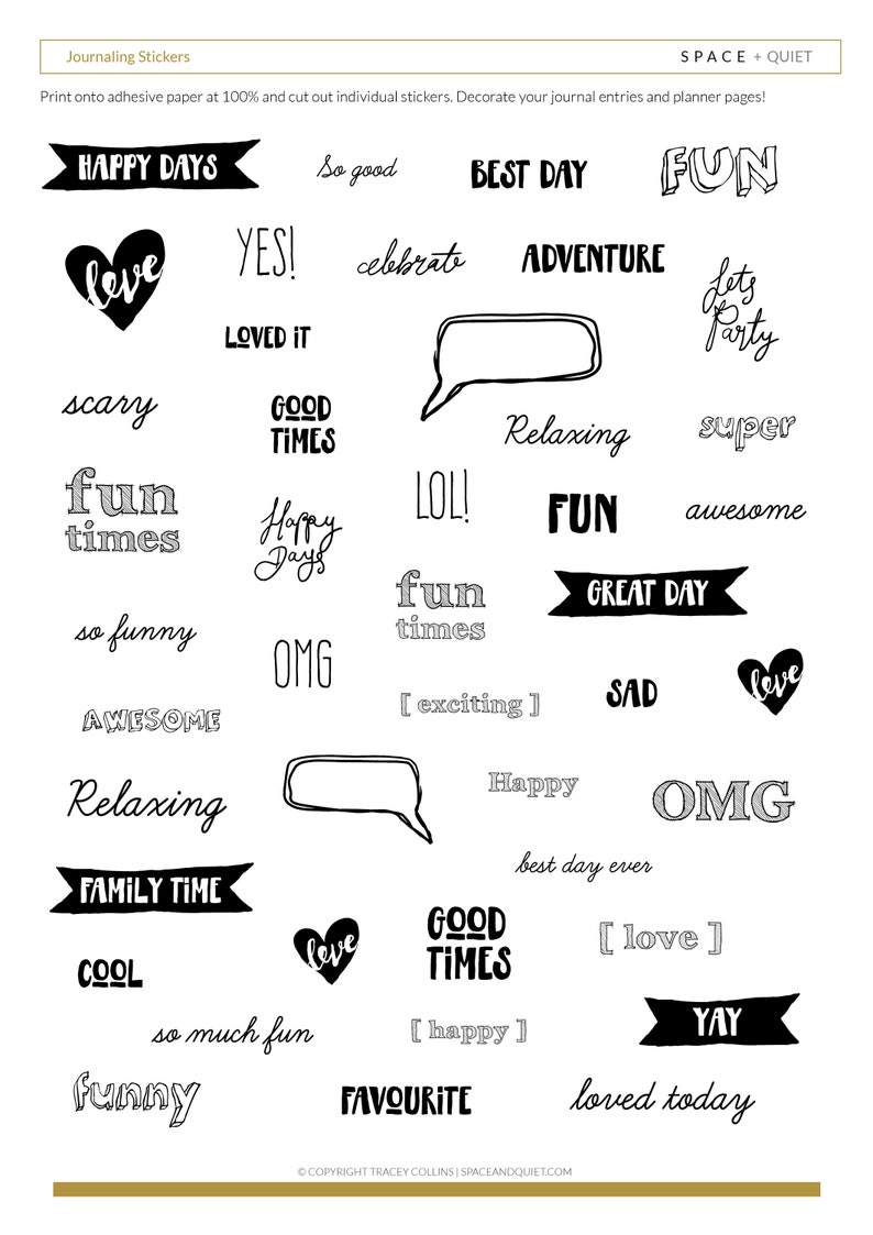 Printable Journaling Stickers - Planner Stickers - Bullet Journal ...
