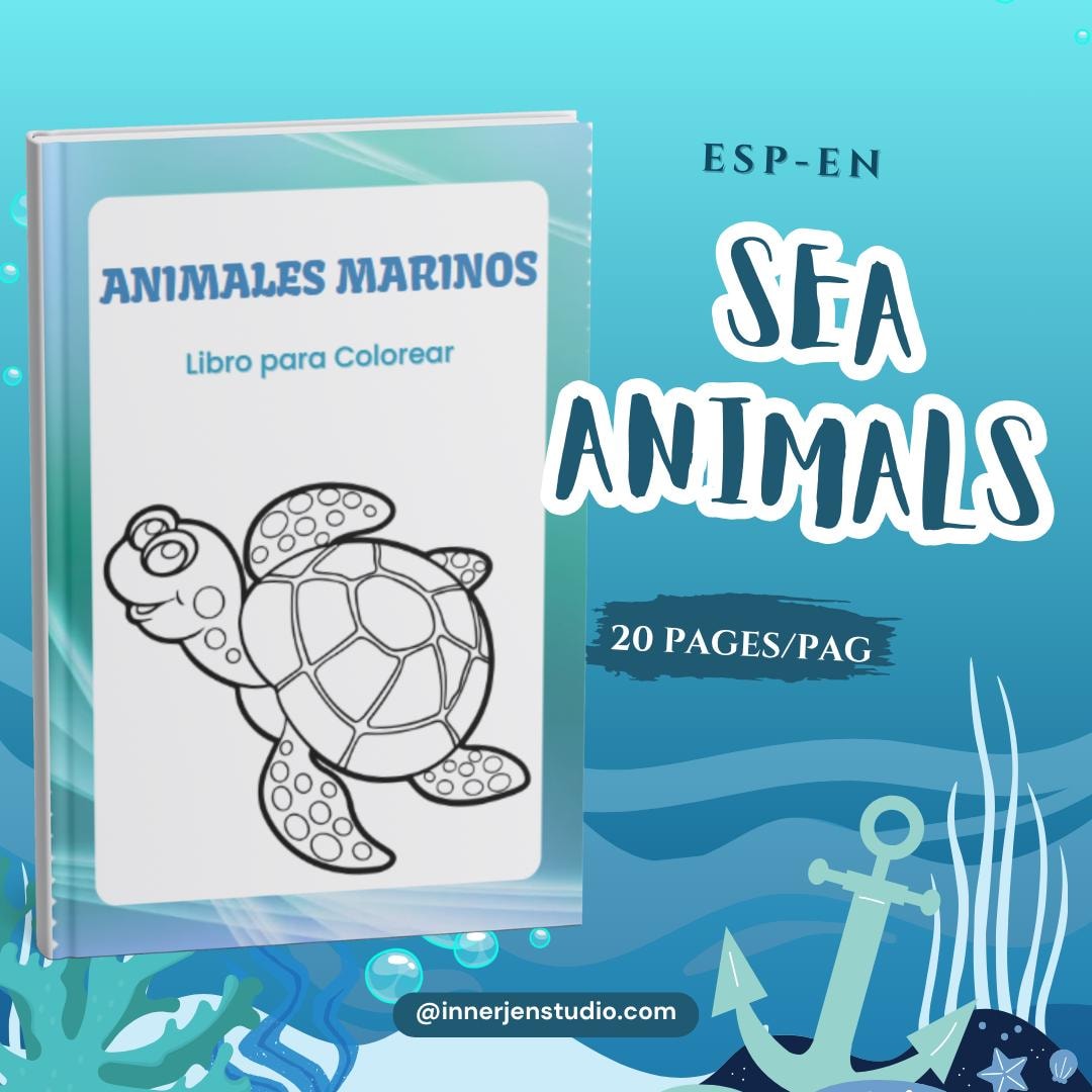 Libro Para Colorear Animales Marinos · Sea Animals Coloring Book · 30 ...