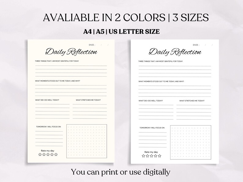 Self-care Reflection Journal Printable: Daily, Weekly, Monthly (instant ...