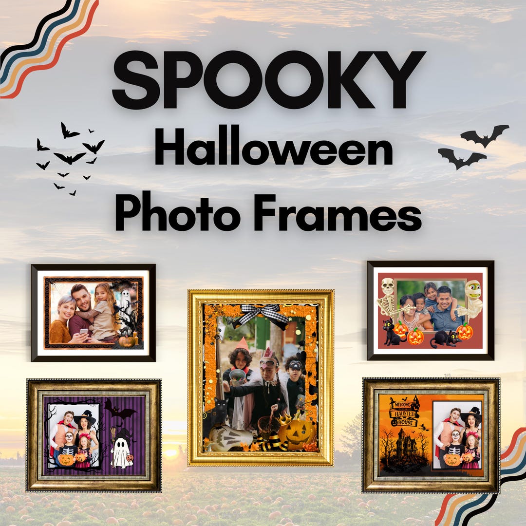 Halloween Frames & Borders Bundle | 100 Spooky PNG Designs + Editable ...