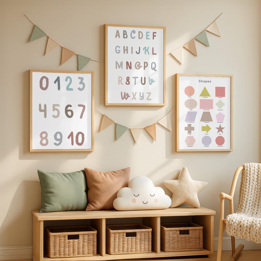 Pastel Educational Posters, Shapes, Alphabet, Numbers (digital Download ...