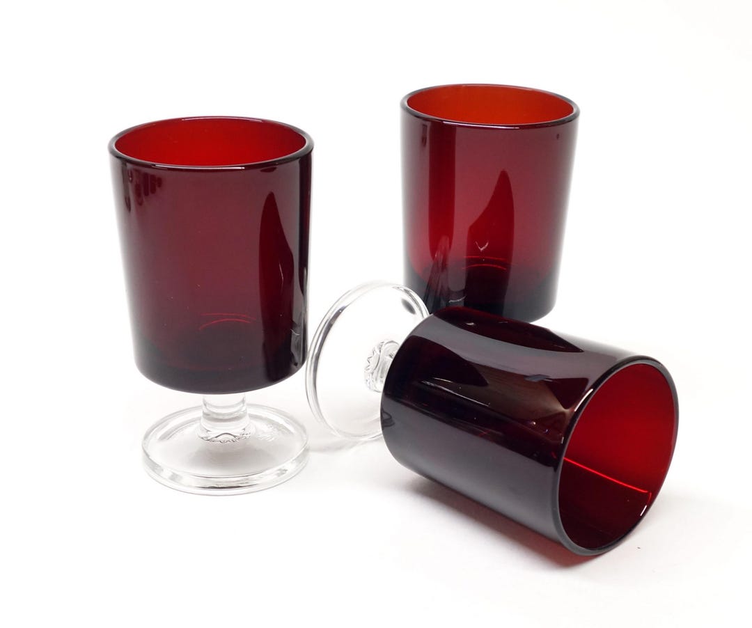 Vintage Luminarc France Ruby Red Cordial Glasses Home Barware Red Shot ...