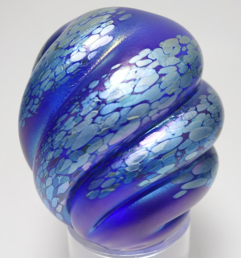 Vintage Signed R. Myatt Iridescent Blue Swirl Art Glass | Etsy