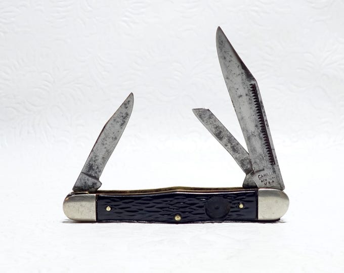 Vintage Camillus New York USA Three Blade Stockman Jigged Brown Delrin ...