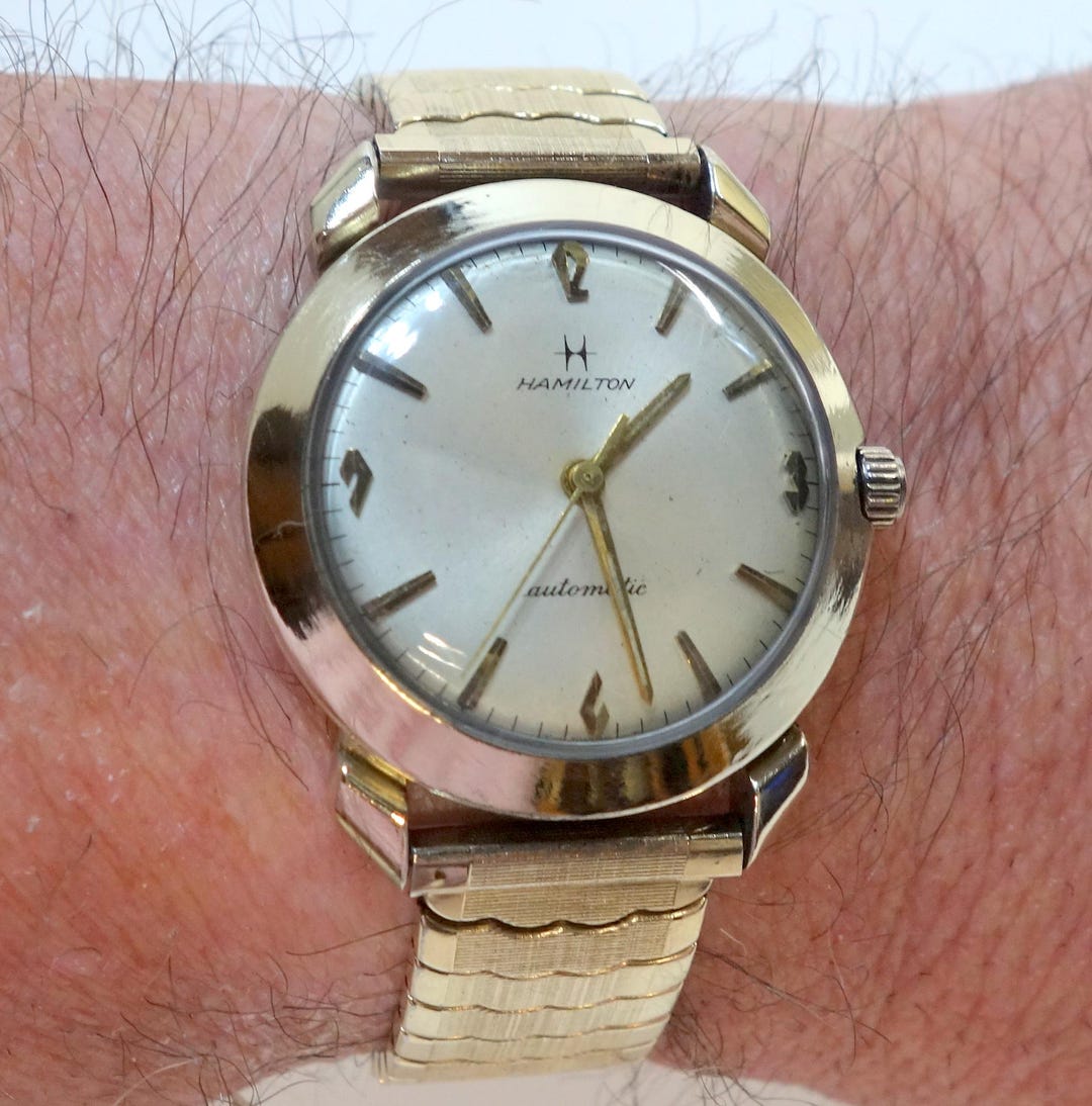 1960's Hamilton 10K Yellow GF Fancy Lugs 17 Jewel Grade 689A Automatic ...