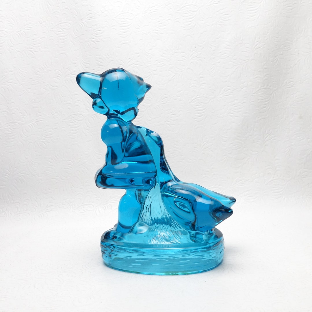 Mid Century L. E. Smith Glass Colonial Blue Hummel Goose Girl Design ...