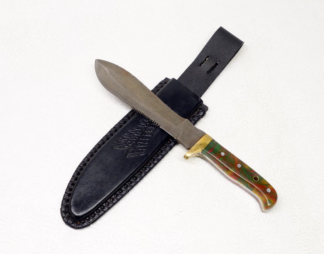 Vintage Damascus Steel Hand Made White Hunter Style Ketchup Mustard ...