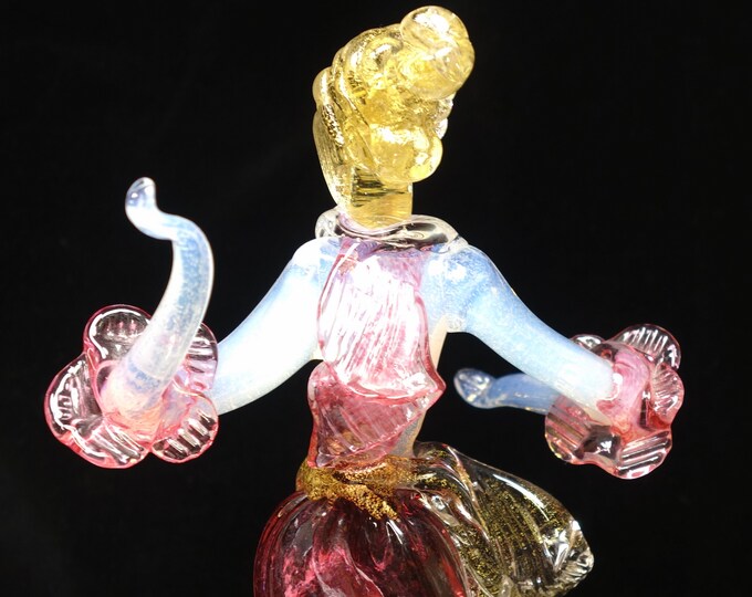1950's Murano Venetian Glass Opaline Pink Ruby & Gold Powder Courtesan ...