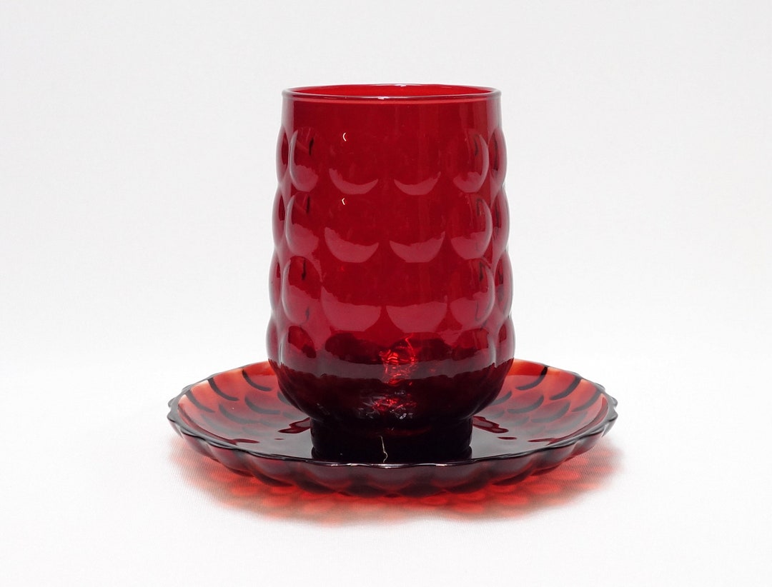 Depression Glass Anchor Hocking Royal Ruby Red Bubble Glass Tumbler and ...