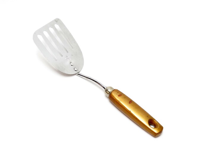 1940's Ekco Short Turned Wood Gold Painted Handle Chromium Plated ...