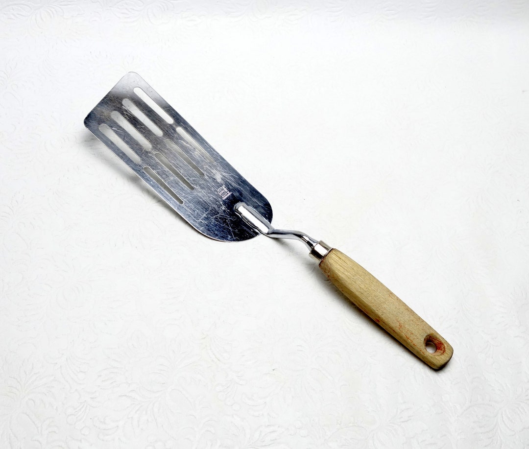 Mid Century Ekco Chromium Plated 12.5" Short Turned Wood Handle ...