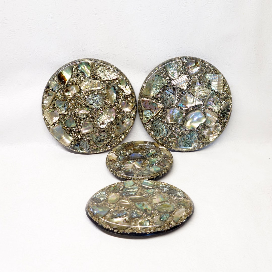 Vintage Betty's Shells Abalone Trivet Hot Plate Set of 4 - Etsy
