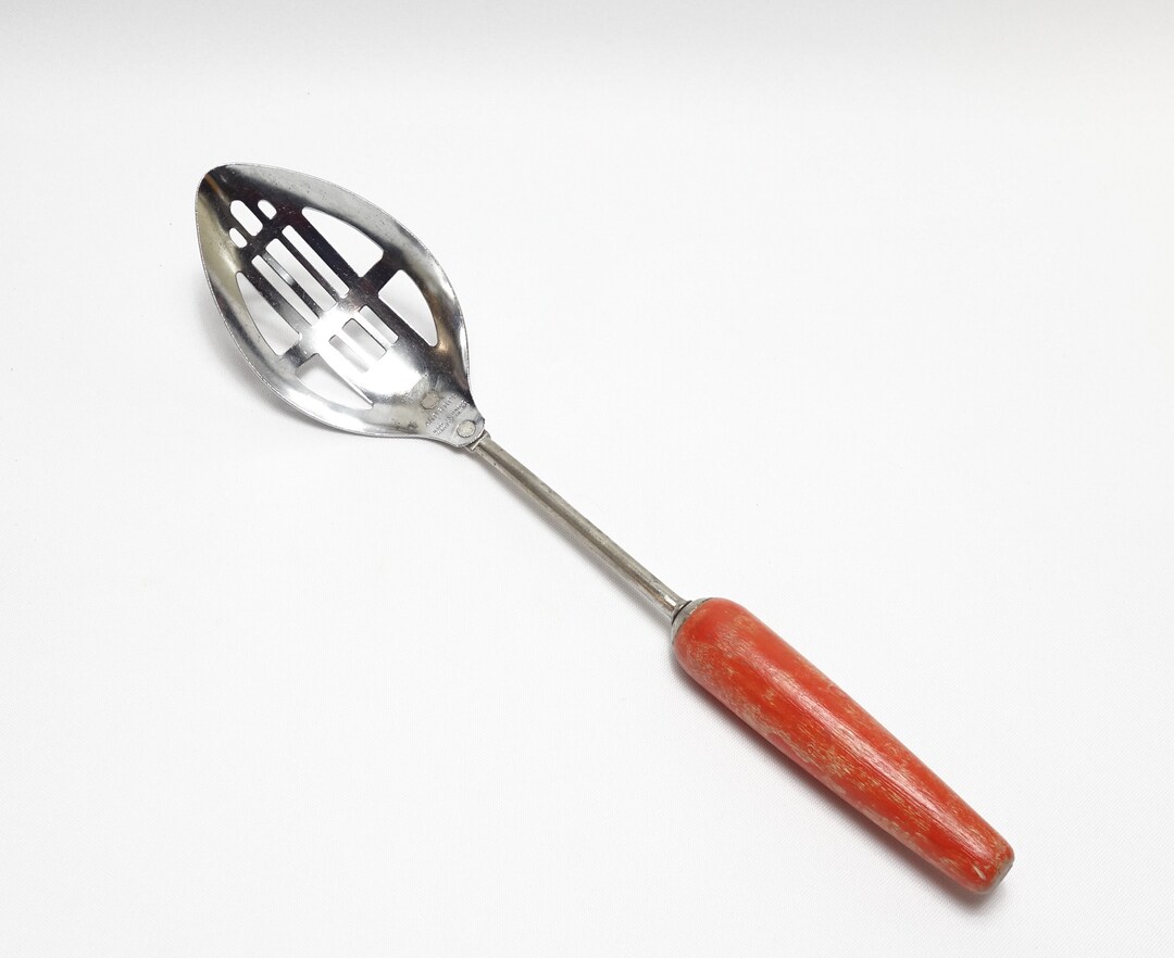 1930's Androck USA Rustic Red Turned Wood Bullet Handle Slotted ...