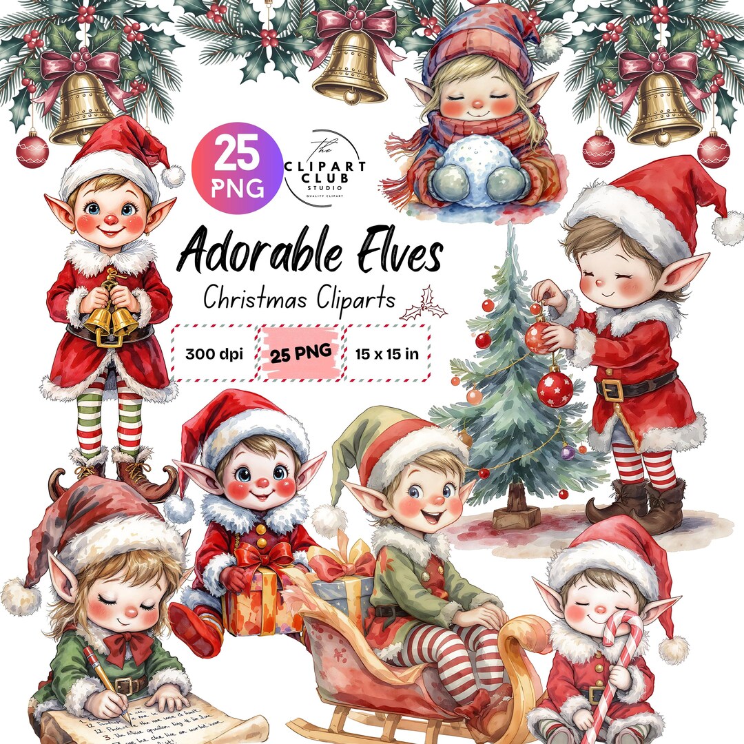 Adorabili elfi di Natale png Set / Personaggi carini e stravaganti ...