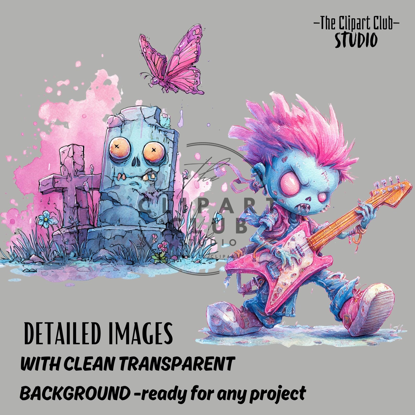 Whimsical Cute Zombies Halloween PNG Set | Spooky Cute Characters ...